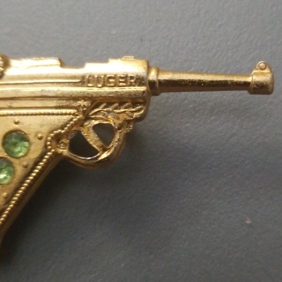 Antique | Jewelry | Antique Rare Goldtone Peridot Pearl Luger Gun Pin ...
